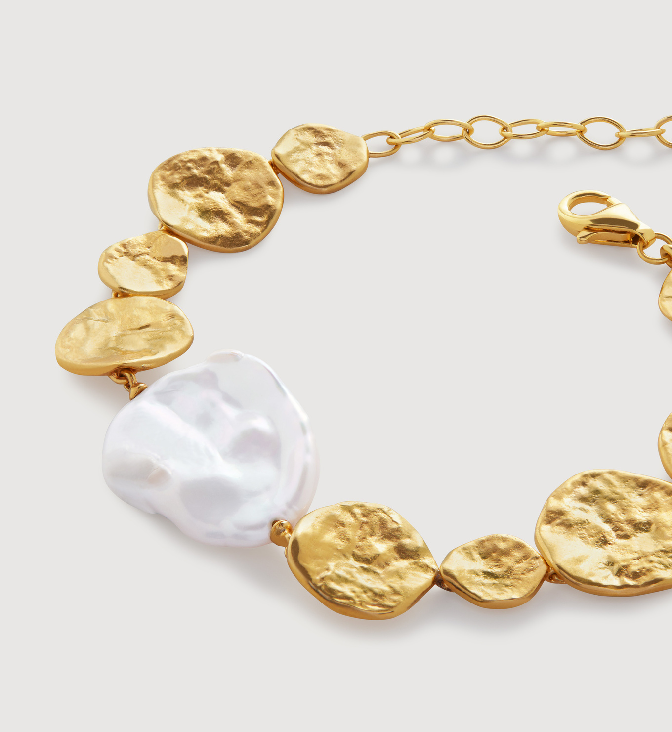 Capri Keshi Pearl Disc Bracelet in 18k Gold Vermeil on Sterling Silver ...