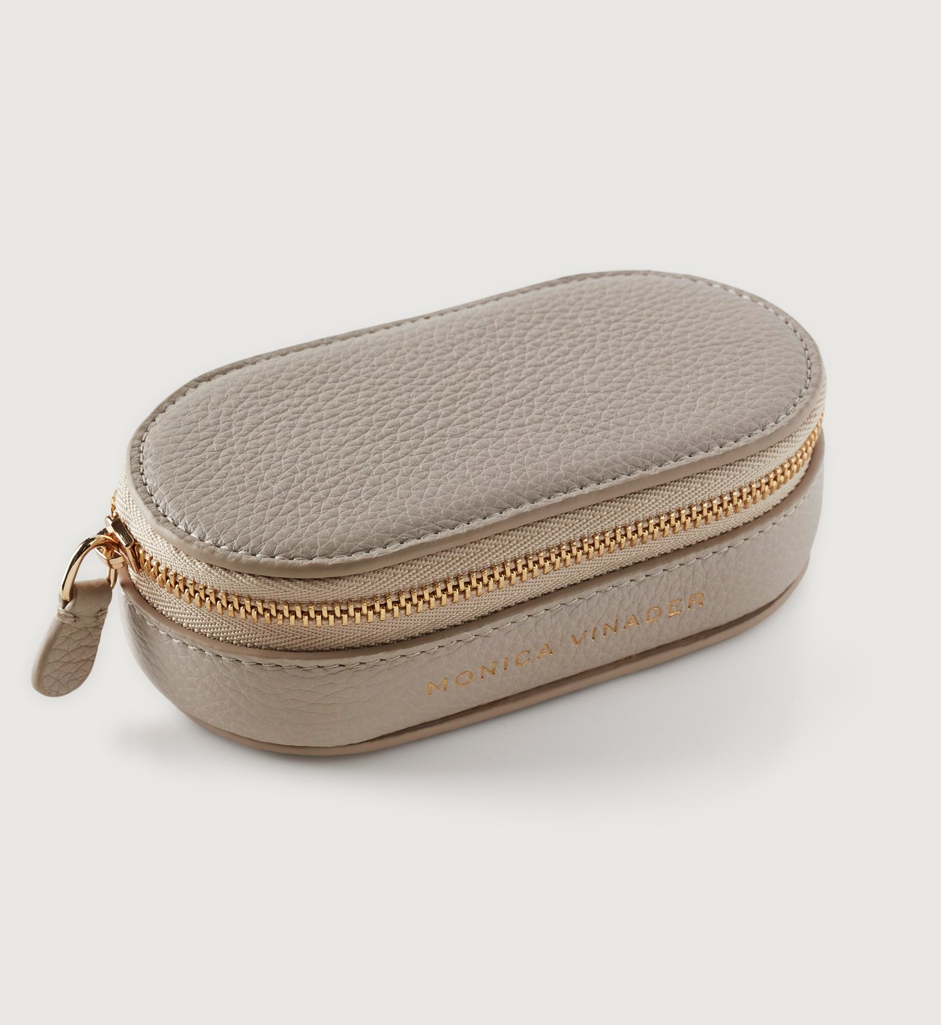 Leather Mini Oval Jewellery Box in Leather - Pebble Grey | Jewellery by ...