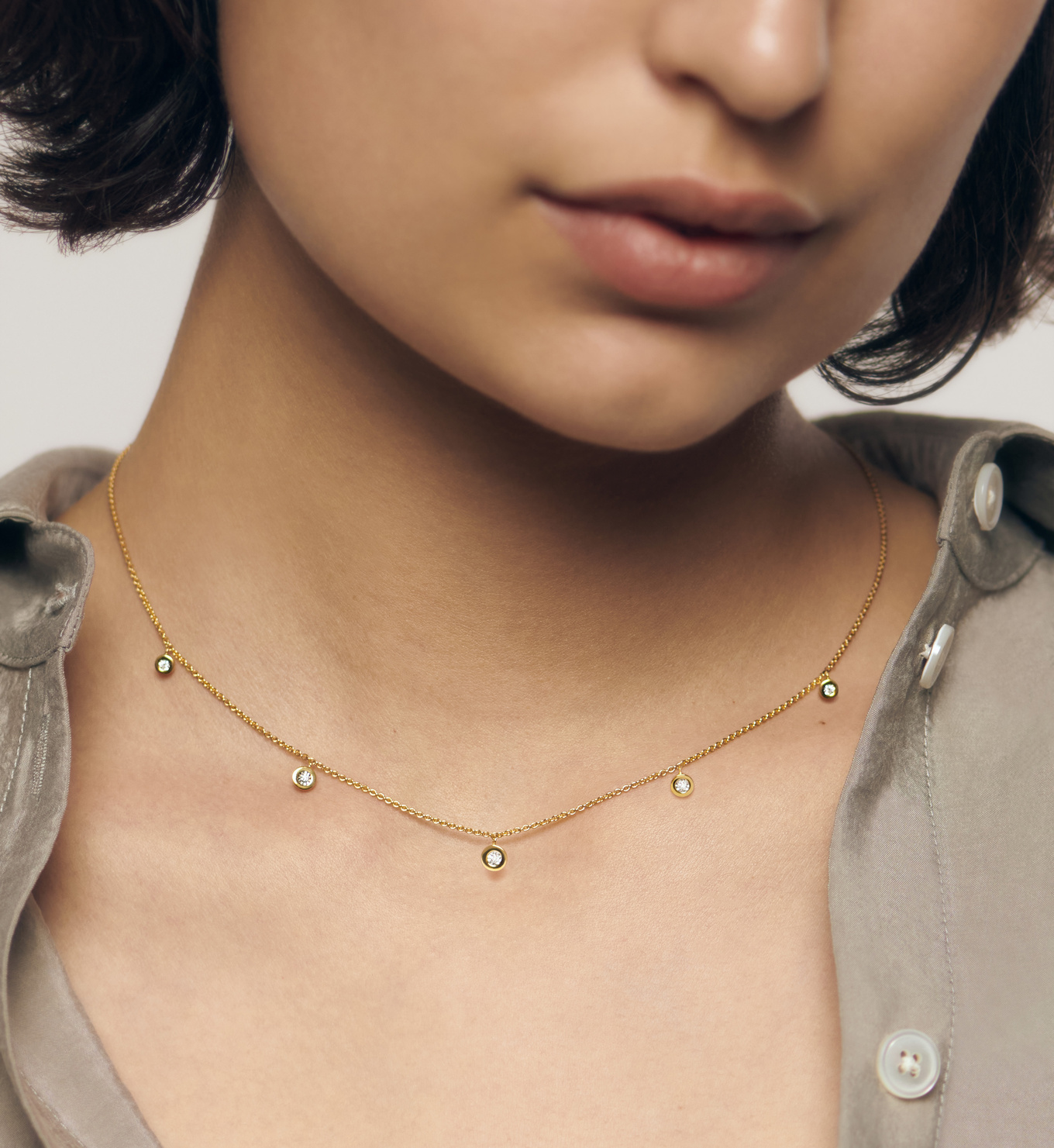 Diamond Station Chain Necklace in 18k Gold Vermeil on Sterling Silver ...