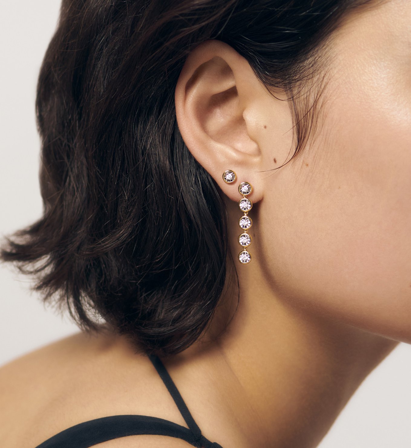 Round Diamond Cocktail Earrings in 18k Gold Vermeil on Sterling Silver ...