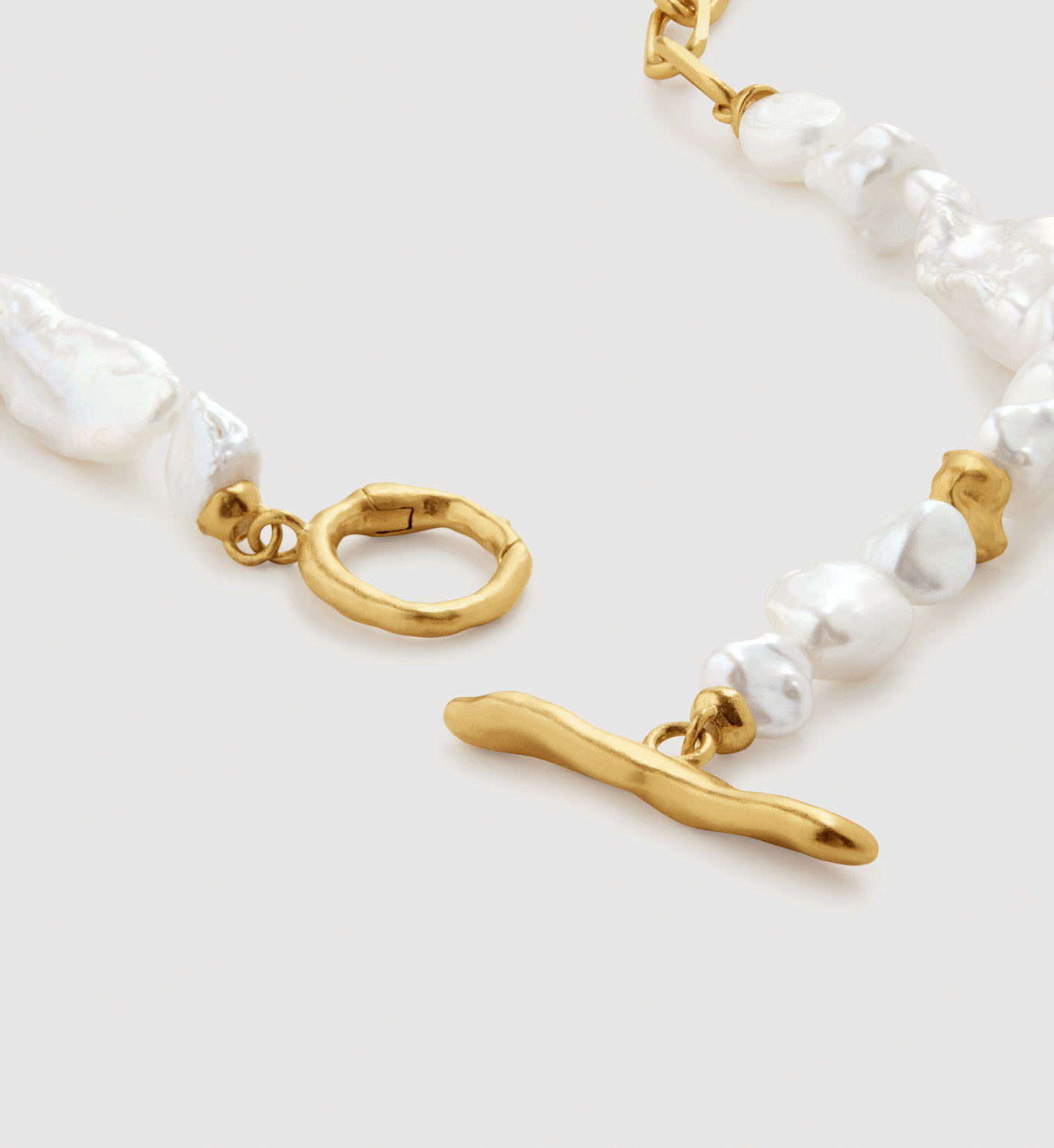 Amy Powney Keshi Pearl Asymmetric T-Bar Chain Necklace 46cm/18' in 18k ...