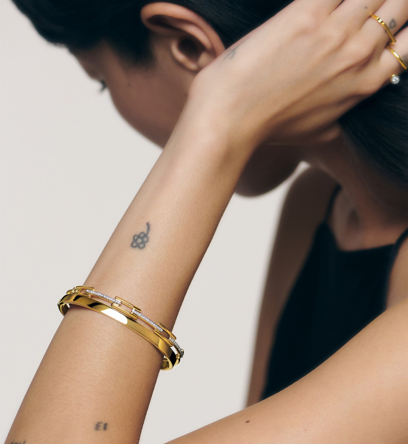 Signature Link Diamond Slim Bangle in Sterling Silver and Lab Grown ...