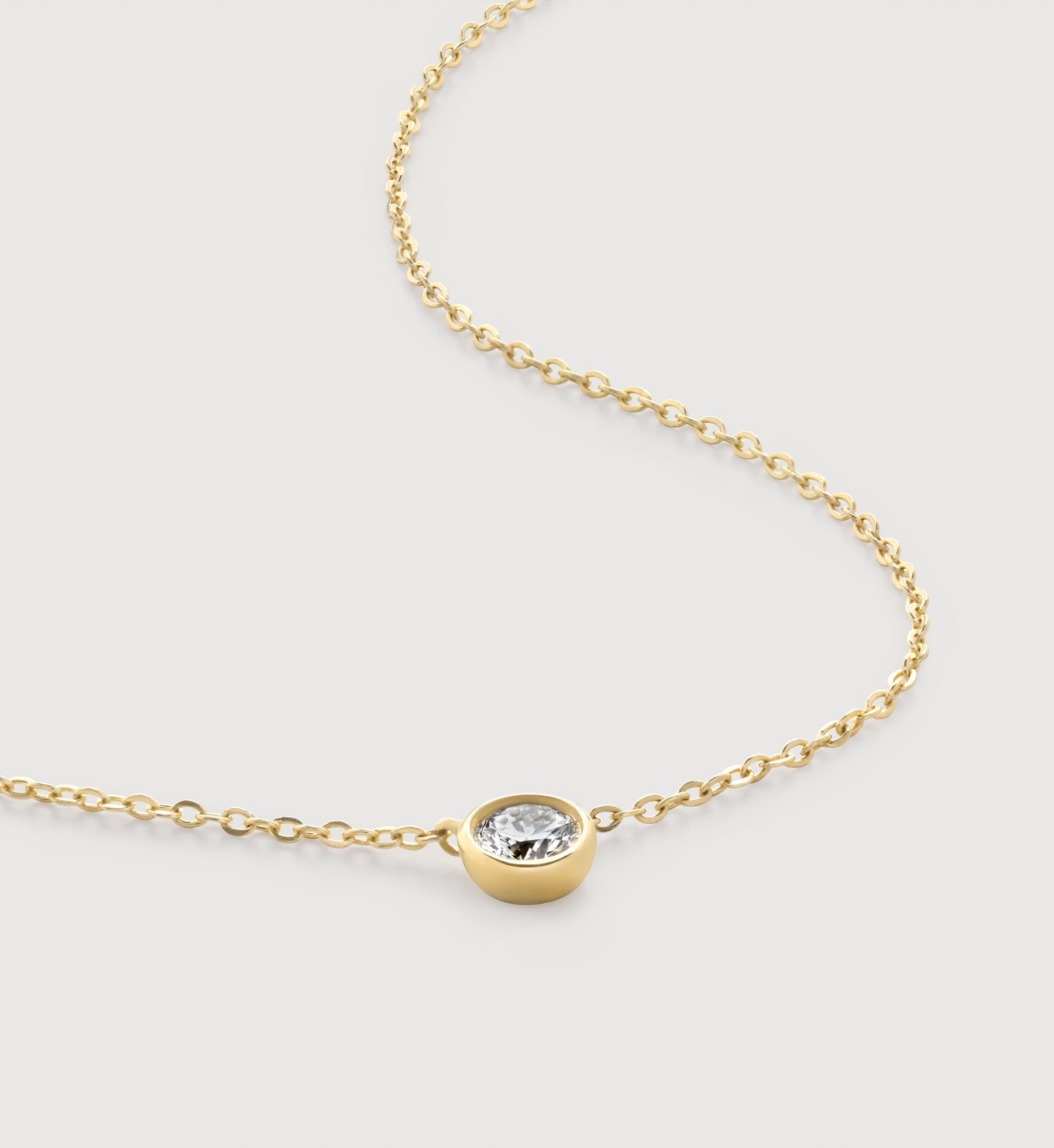 Solitaire Diamond Small Chain Necklace in 14k Solid Gold and Lab Grown Diamond | Jewellery by ...