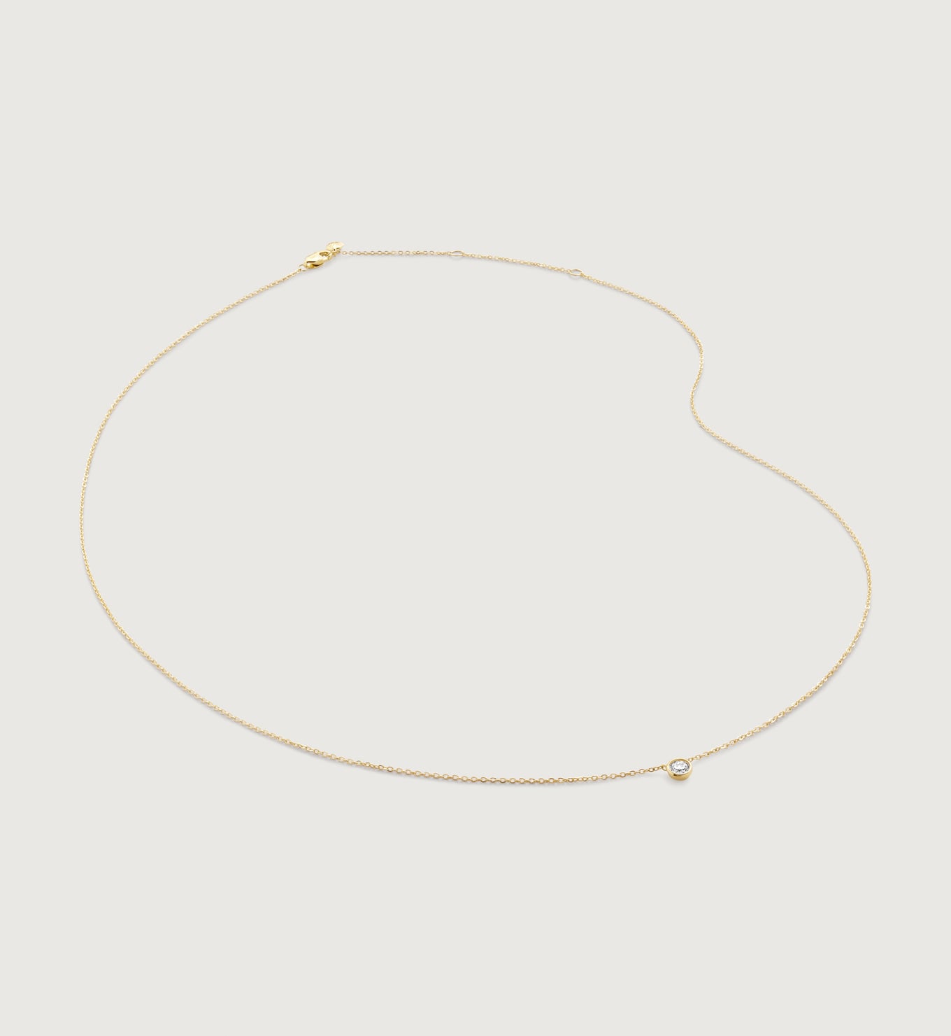 Solitaire Diamond Small Chain Necklace in 14k Solid Gold and Lab Grown ...