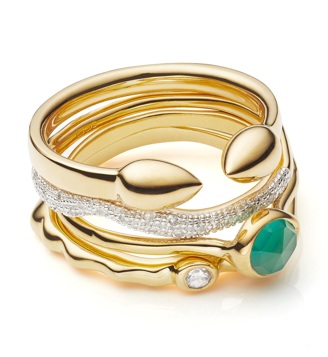 Siren Small Stacking and Band, Fiji Bud and Riva Wave Diamond Ring Set ...