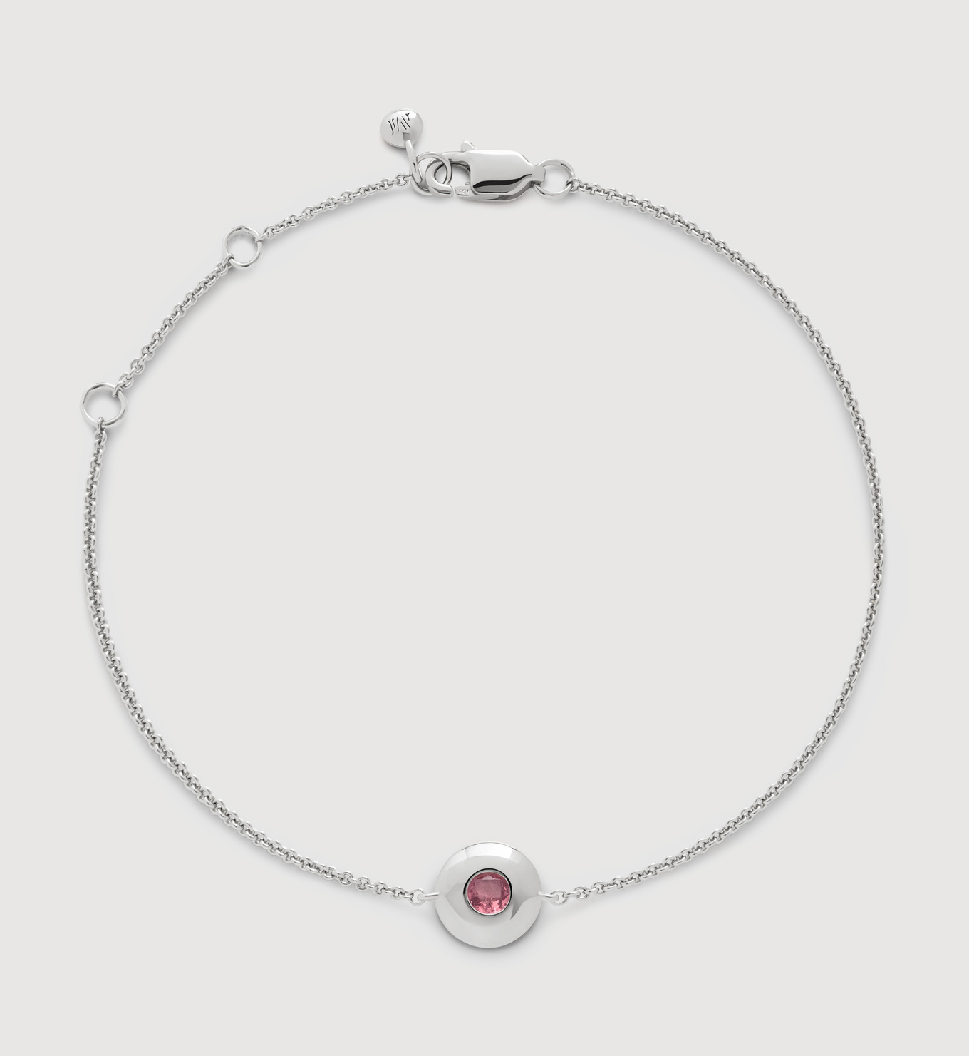 October Birthstone Chain Bracelet in Sterling Silver and Pink ...