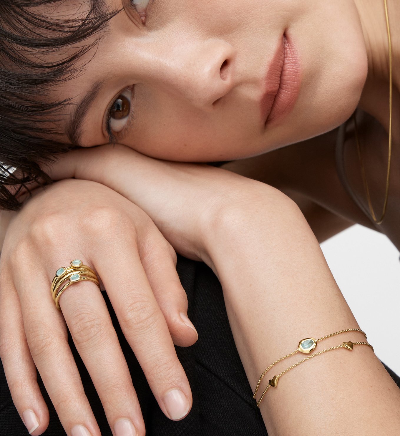 Odyssey Stacking Ring in 18k Gold Vermeil on Sterling Silver and Aquamarine | Jewellery by ...