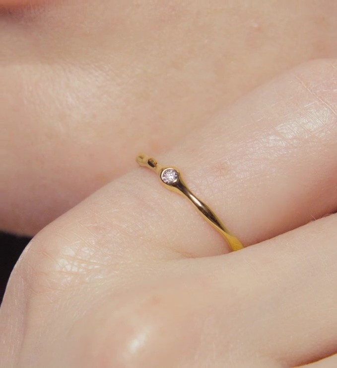 Siren Mini Lab Grown Diamond Stacking Ring in 18k Gold Vermeil on ...