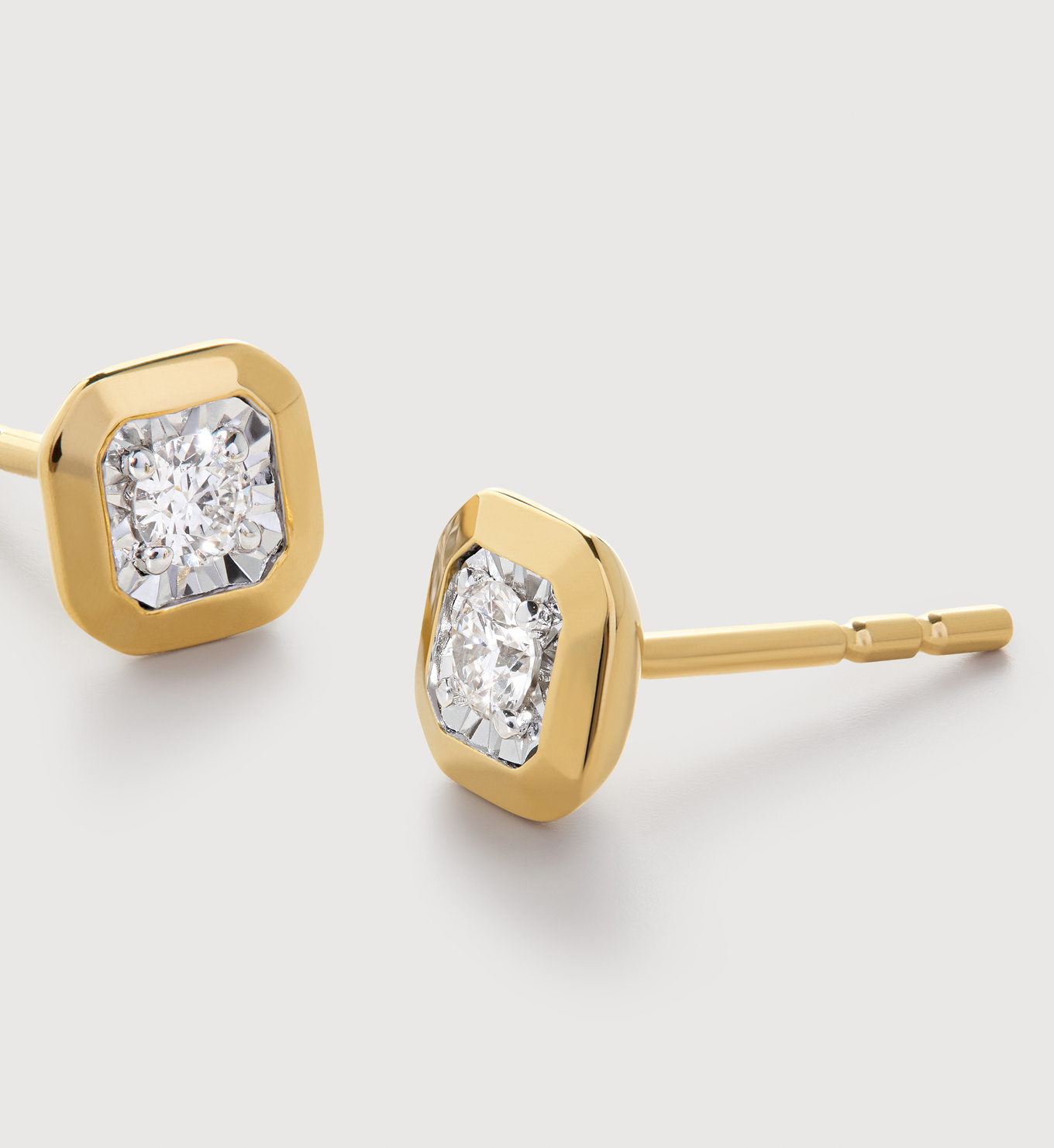 Asscher Diamond Stud Earrings in 18k Gold Vermeil on Sterling Silver ...