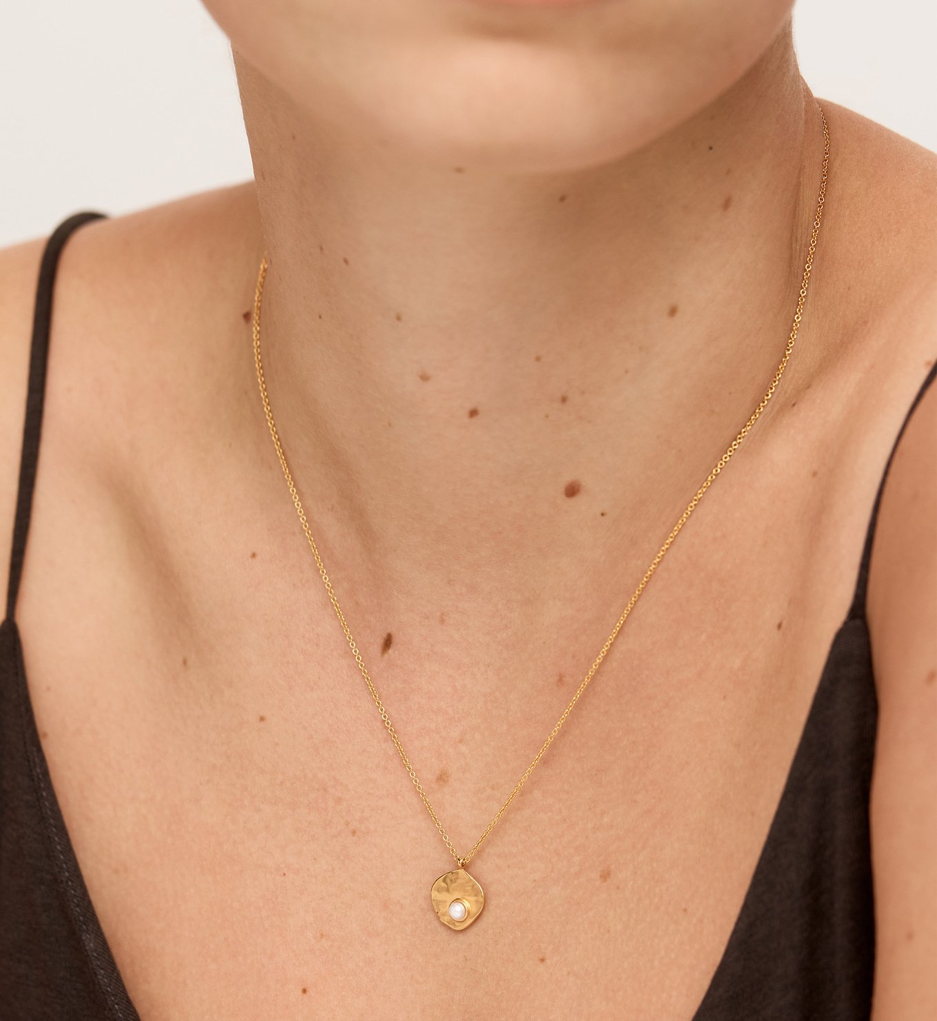 Capri Pearl Disc Necklace in 18k Gold Vermeil on Sterling Silver and ...