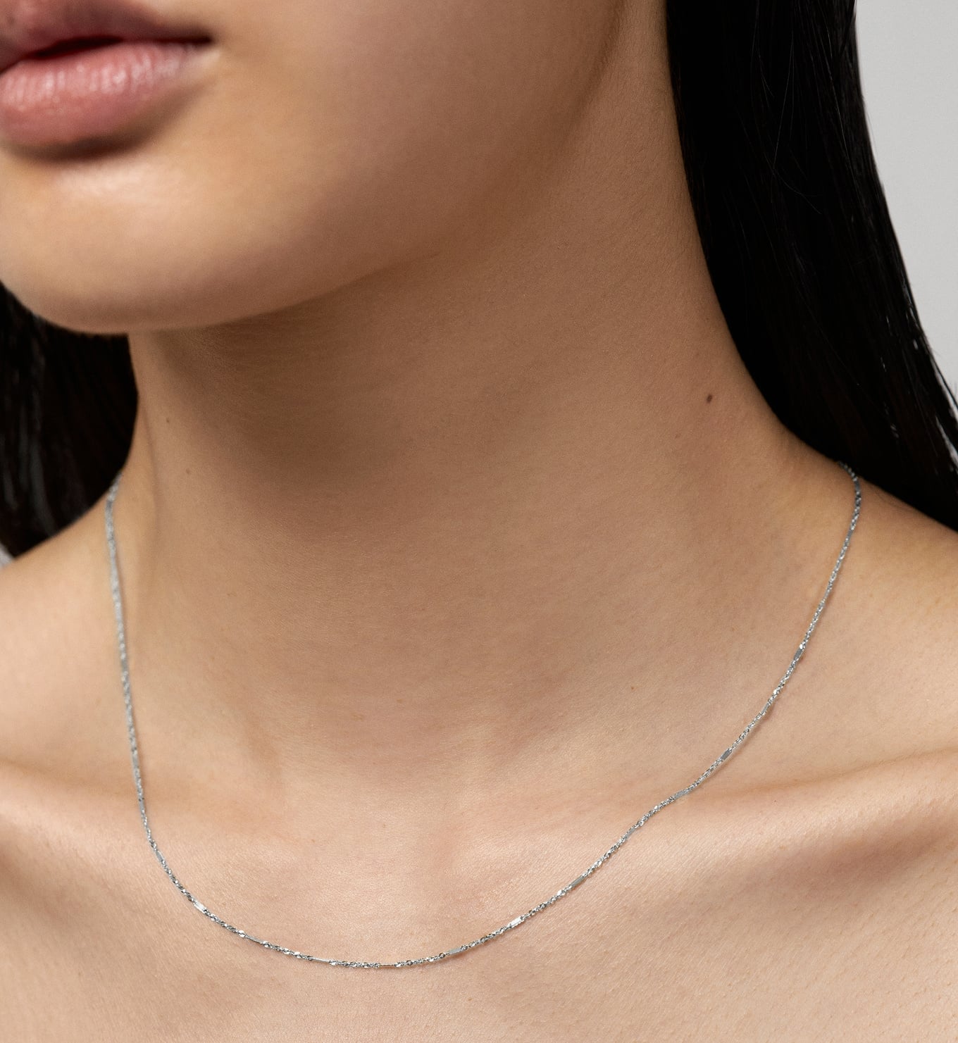 Shimmer Chain Necklace 46cm/18' in 14k Solid White Gold - | Jewellery ...