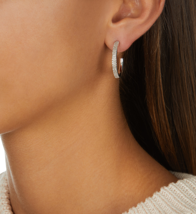 Fiji Pavé Diamond Large Hoop Earrings in Sterling Silver and Diamond ...
