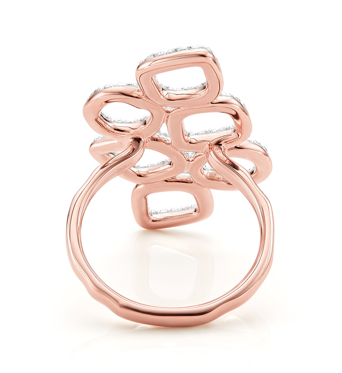 Riva Mini Cluster Cocktail Diamond Ring in 18ct Rose Gold Vermeil On ...