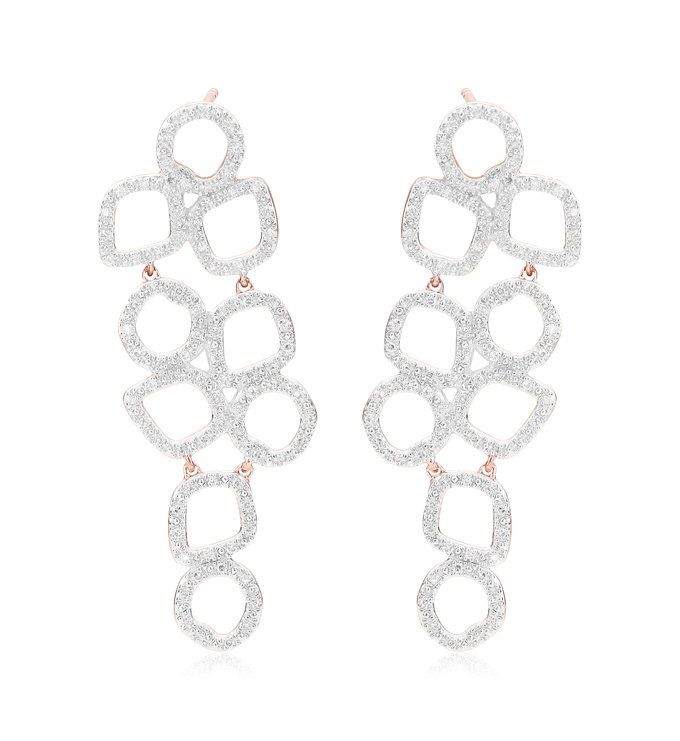 Riva Cluster Cocktail Diamond Earrings in 18ct Rose Gold Vermeil on ...
