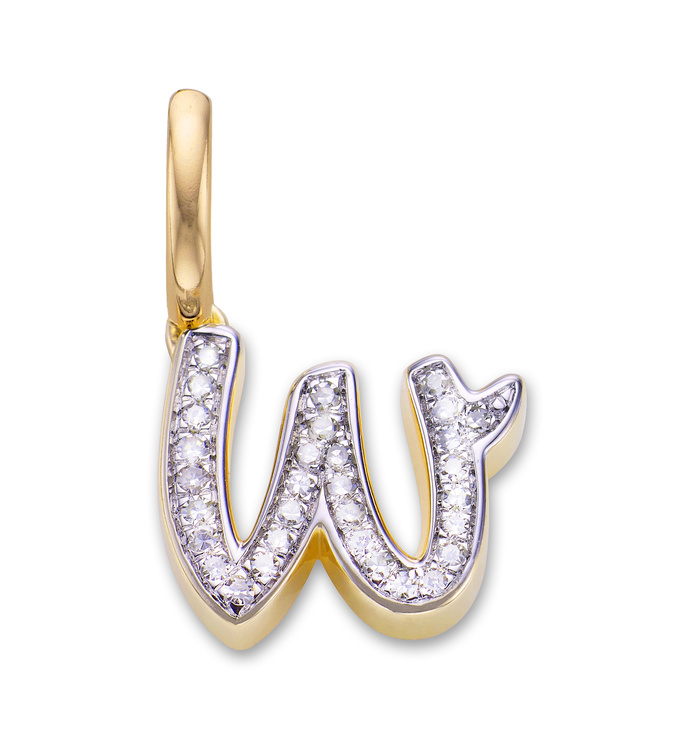 Alphabet W Diamond Pendant Charm in 18ct Gold Vermeil On Sterling ...