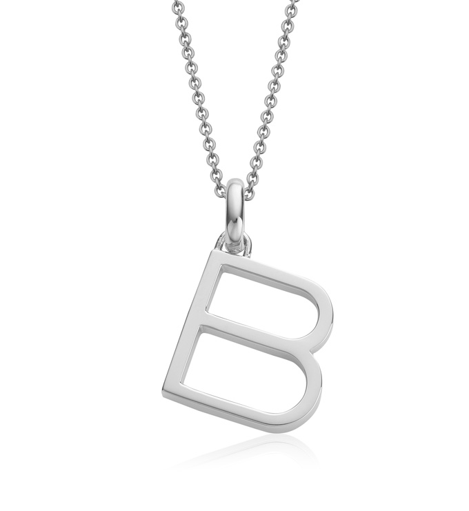 Alphabet B Pendant Charm in Sterling Silver | Jewellery by Monica Vinader