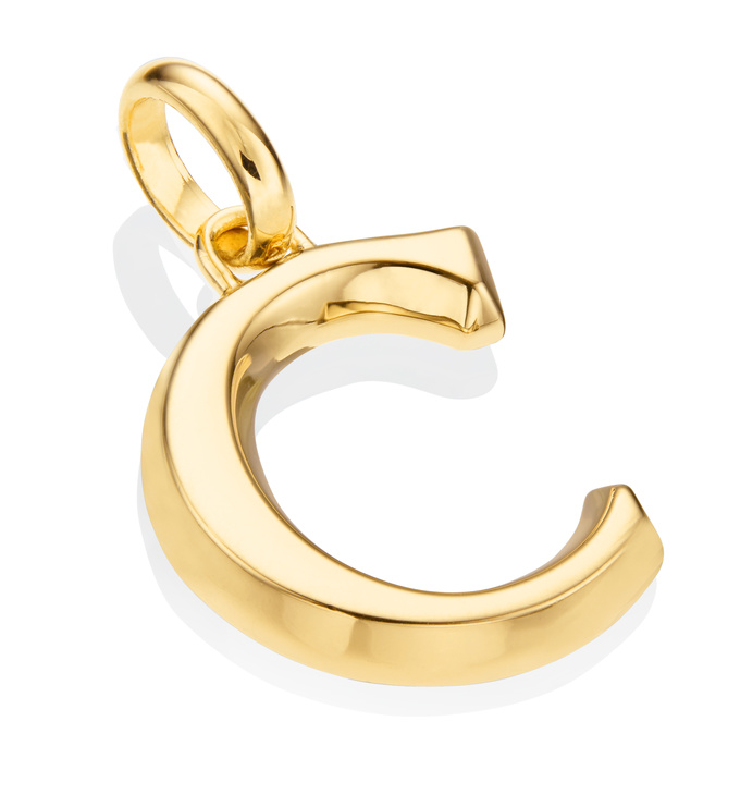 Alphabet C Pendant Charm in 18ct Gold Vermeil On Sterling Silver ...