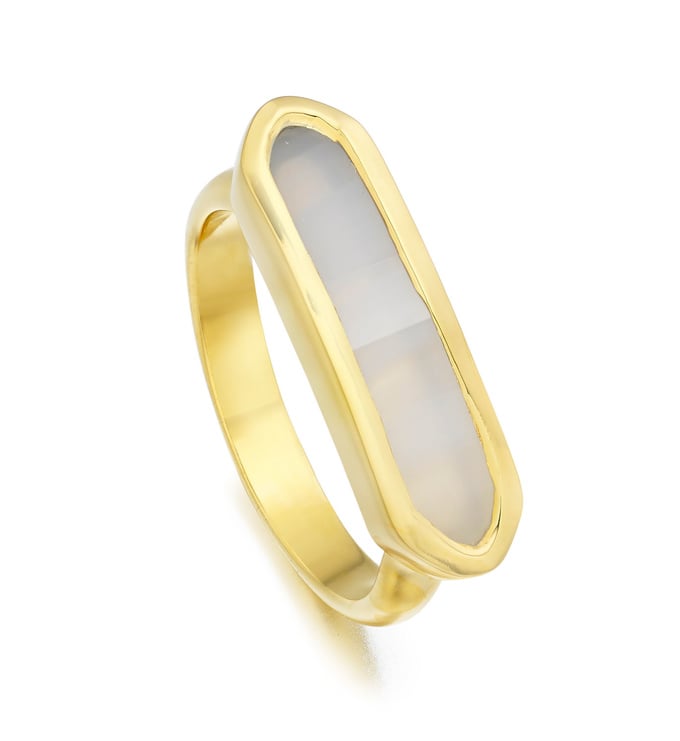 Baja Ring in 18ct Gold Vermeil on Sterling Silver and Grey Agate ...