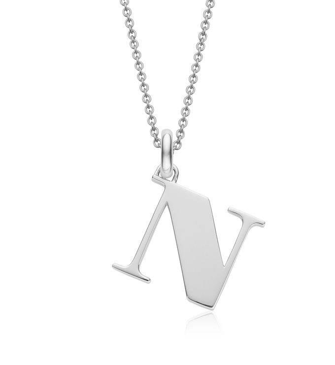 Alphabet N Pendant Charm in Sterling Silver | Jewellery by Monica Vinader