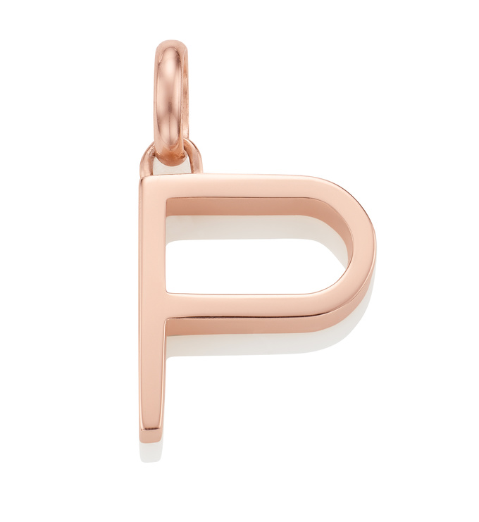 Alphabet P Pendant Charm in 18ct Rose Gold Vermeil On Sterling Silver ...