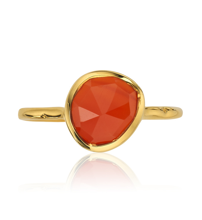 Siren Stacking Ring in 18ct Gold Vermeil on Sterling Silver and Orange ...