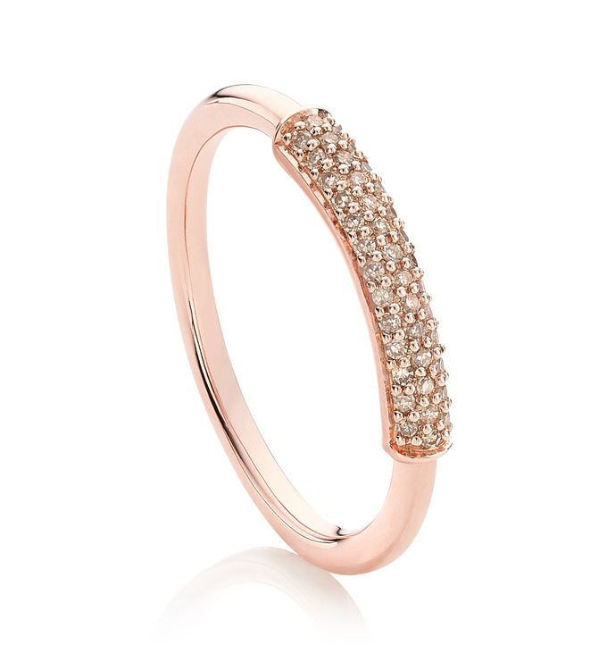 Rose Gold Vermeil Stellar Stacking Ring - Champagne Diamonds | Monica Vinader