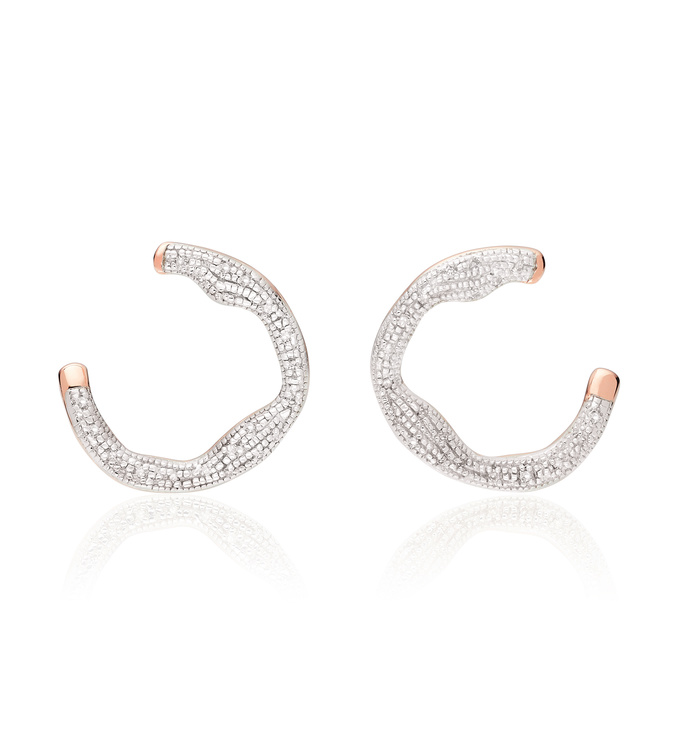 Riva Diamond Circle Wrap Earrings in 18k Rose Gold Vermeil On Sterling Silver and Diamond Jewellery by Monica Vinader