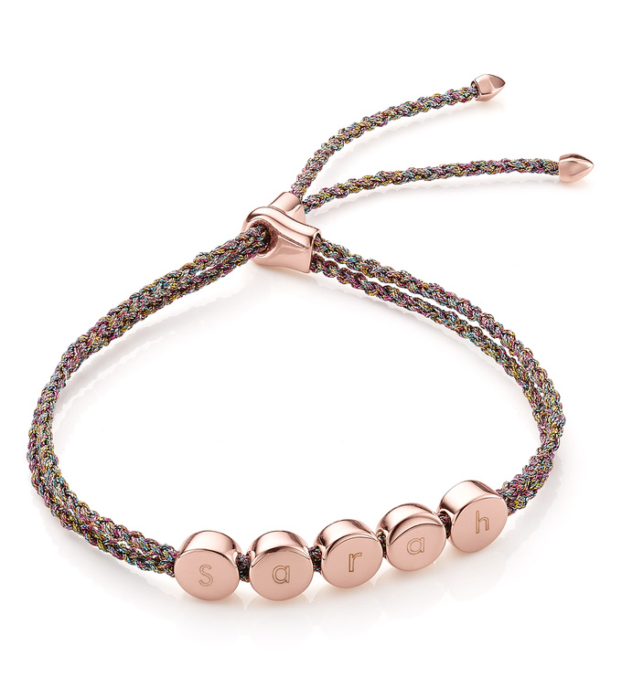 Linear Bead Friendship Bracelet in 18ct Rose Gold Vermeil On Sterling ...