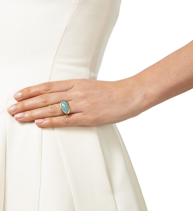 Capri Ring in 18ct Gold Vermeil On Sterling Silver and Aquamarine | Jewellery by Monica Vinader