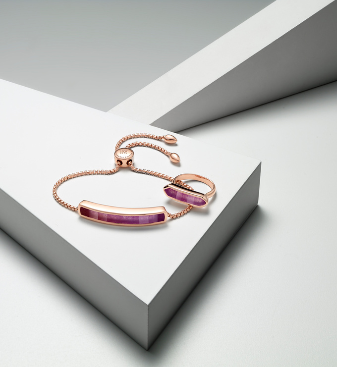 Baja Bracelet in 18ct Rose Gold Vermeil on Sterling Silver and Purple Quartz Jewellery by Monica Vinader
