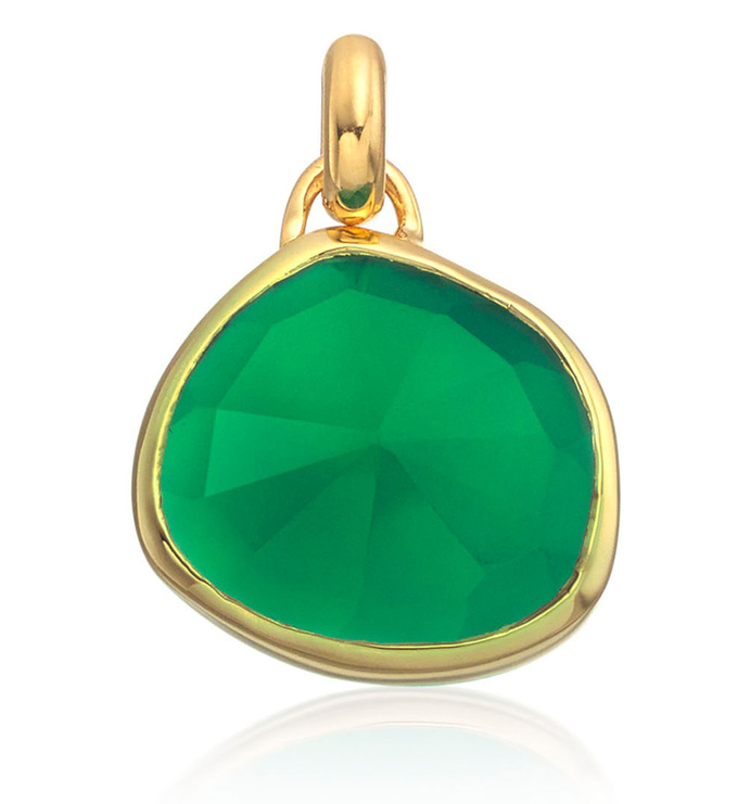 Siren Bezel Pendant Charm in 18ct Gold Vermeil on Sterling Silver and Green Onyx Jewellery by Monica Vinader