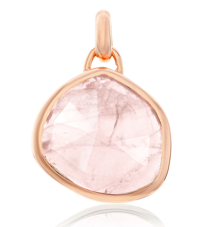 Siren Bezel Pendant Charm in 18ct Rose Gold Vermeil On Sterling Silver and Rose Quartz Jewellery by Monica Vinader