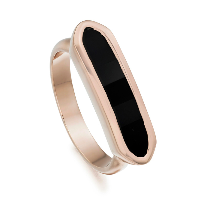 Baja Ring in 18ct Rose Gold Vermeil on Sterling Silver and Black Onyx Jewellery by Monica Vinader