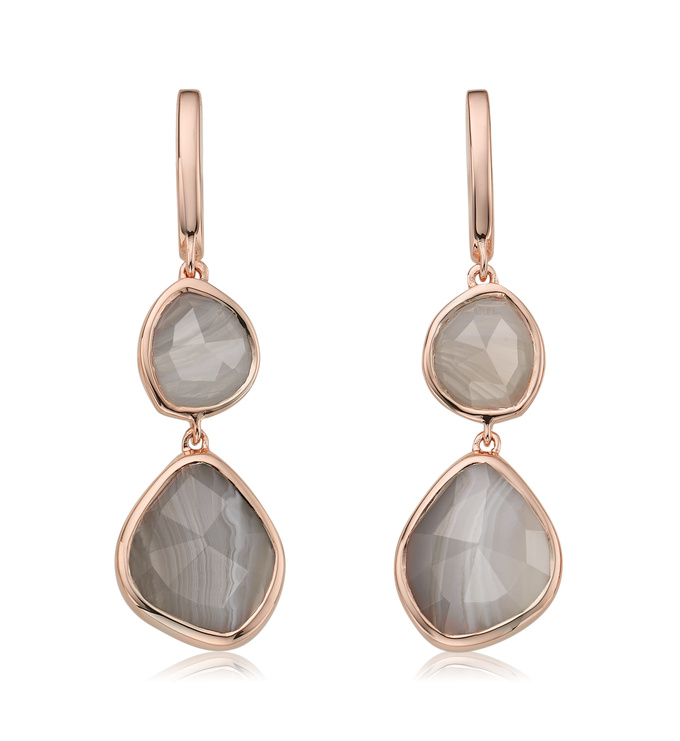 Siren Double Nugget Drop Earrings in 18ct Rose Gold Vermeil On Sterling ...
