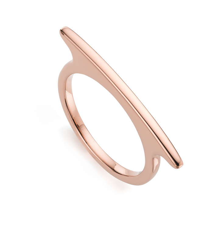 Skinny Long Bar Ring in 18ct Rose Gold Vermeil On Sterling Silver ...