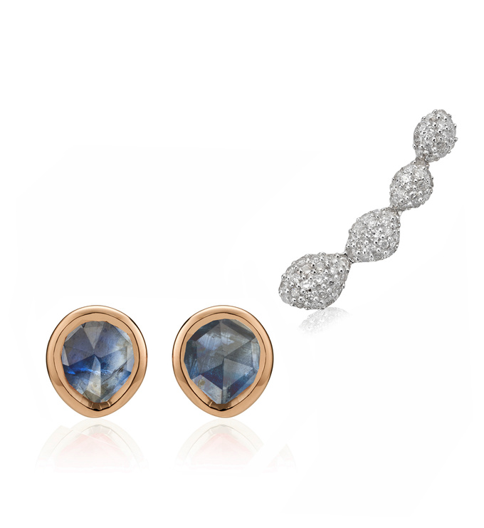 Siren Mini Studs and Nura Climber Diamond Single Earring Set ...