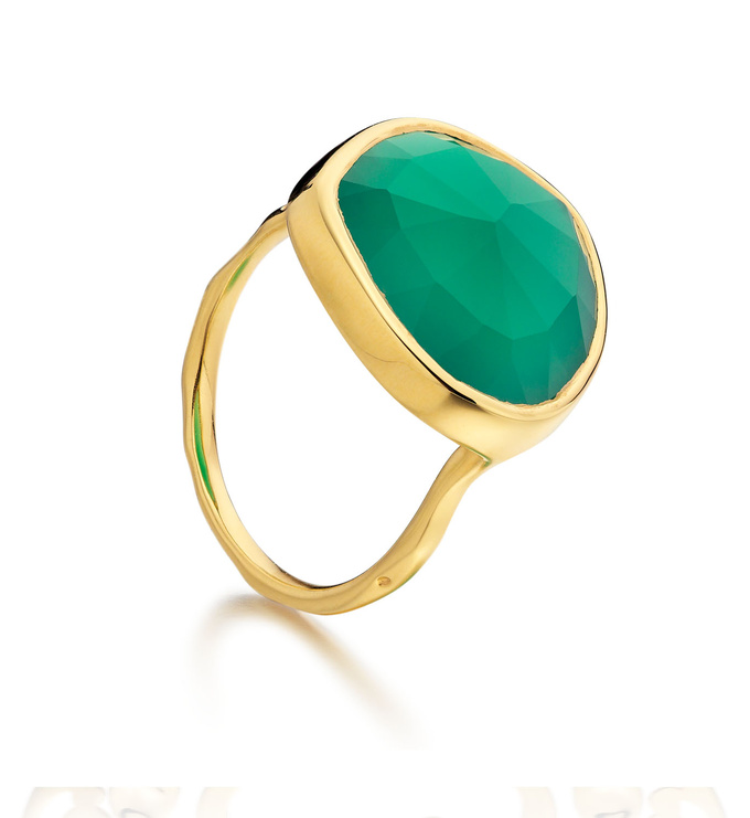 Siren Ring in 18ct Gold Vermeil On Sterling Silver and Green Onyx ...