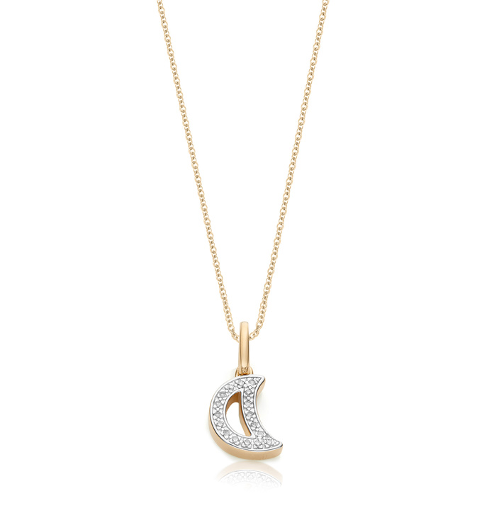 Alphabet Moon Diamond Pendant Charm Necklace Set | Jewellery Sets ...