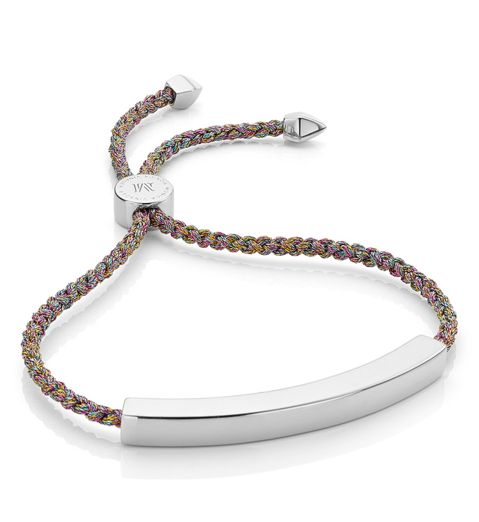 Linear Large Friendship Bracelet in Sterling Silver - Rainbow Metallica ...