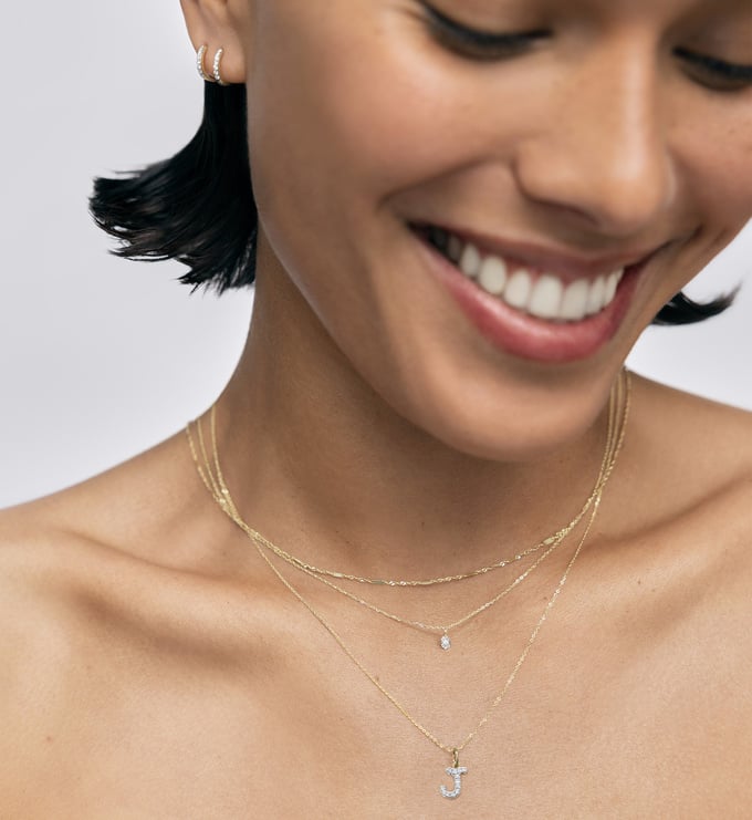 Diamond Initial E Necklace | Jewellery Sets | Monica Vinader