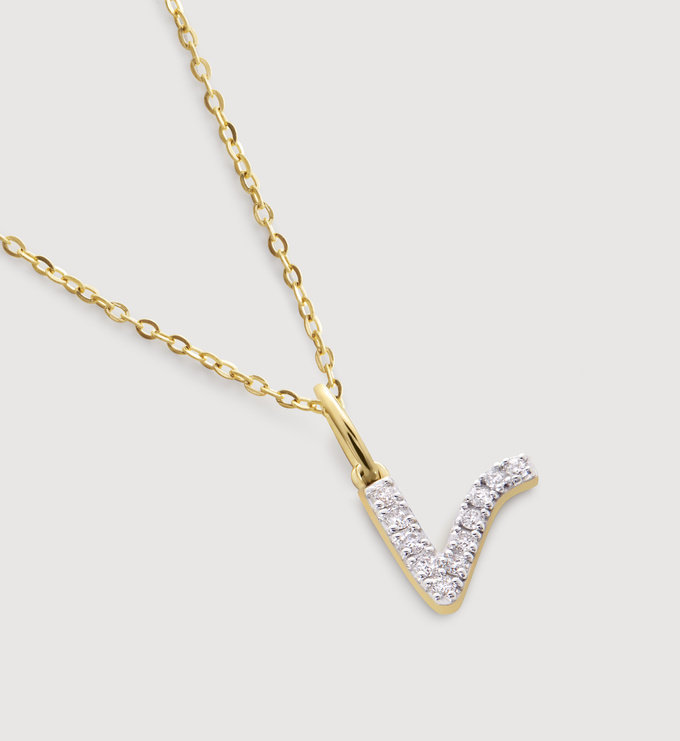 Diamond Initial V Necklace | Jewellery Sets | Monica Vinader