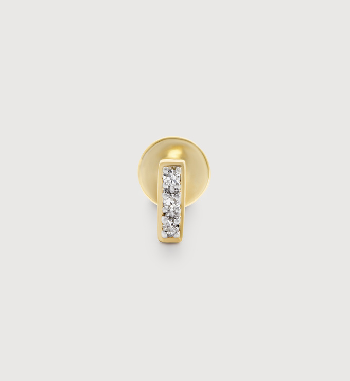 Linear Diamond Flat Back Piercing Stud Earring in 14k Solid Gold and ...