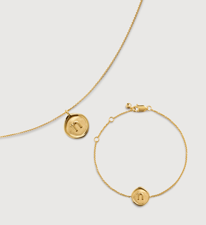 Initial N Stamp Chain Necklace & Bracelet Set | Jewellery Sets | Monica ...