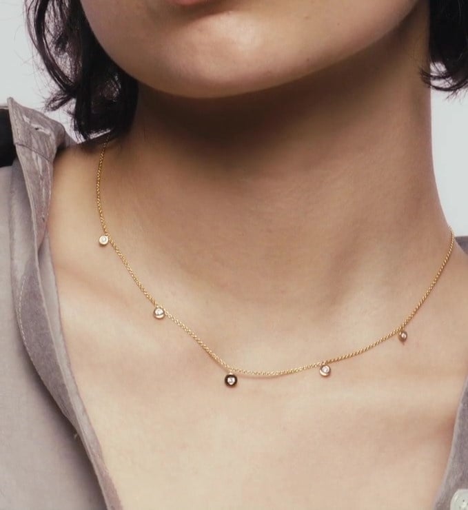 Diamond Station Chain Necklace in 18k Gold Vermeil on Sterling Silver ...