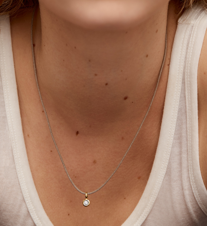 Solitaire Diamond Mink Cord Necklace | Jewellery Sets | Monica Vinader