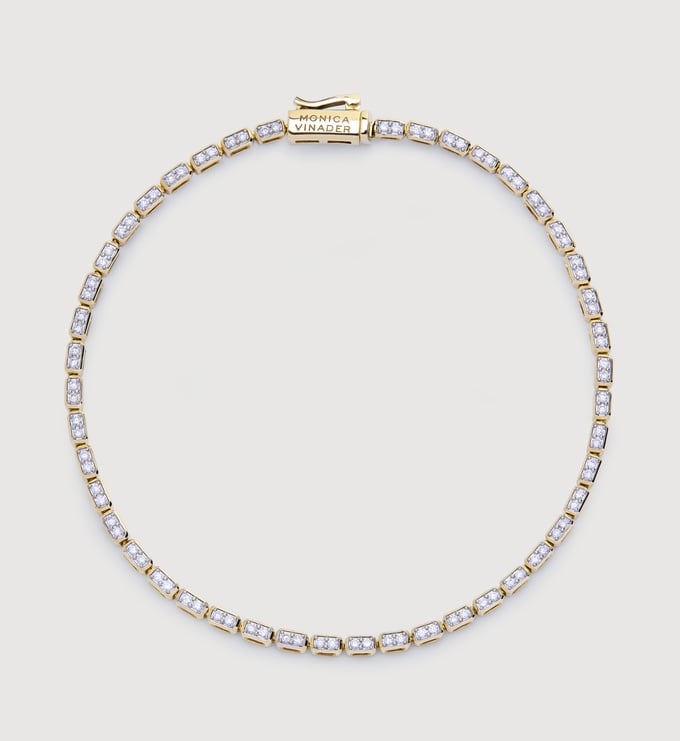 Rectangular Diamond Tennis Bracelet in 14k Solid Gold and Lab Grown ...