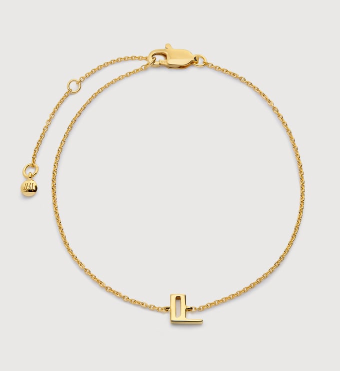 Initial L Chain Bracelet in 18k Gold Vermeil on Sterling Silver ...