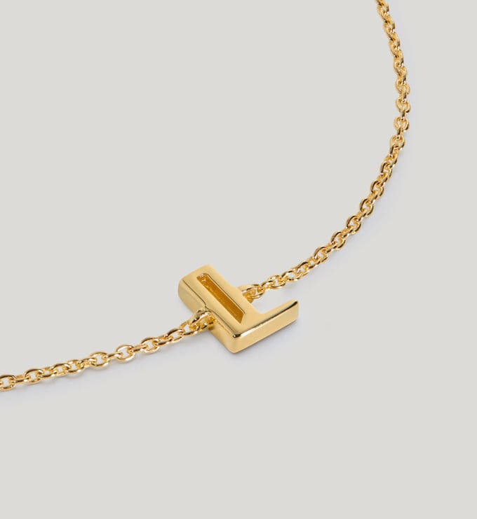 Initial L Chain Bracelet in 18k Gold Vermeil on Sterling Silver ...
