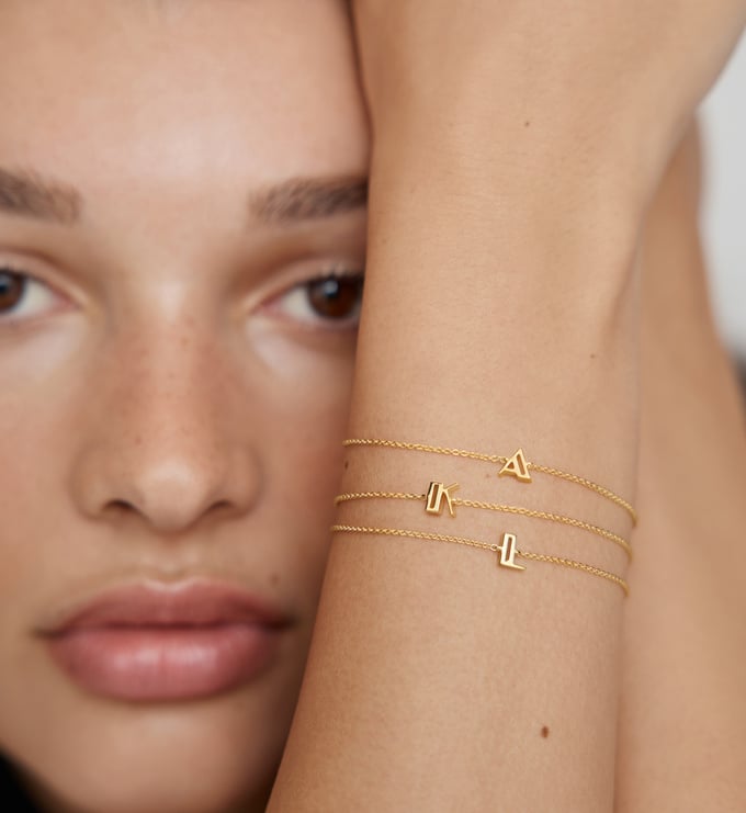 Initial L Chain Bracelet in 18k Gold Vermeil on Sterling Silver ...