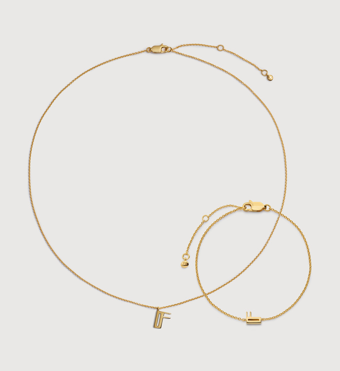 Initial F Chain Bracelet & Necklace Set | Jewellery Sets | Monica Vinader